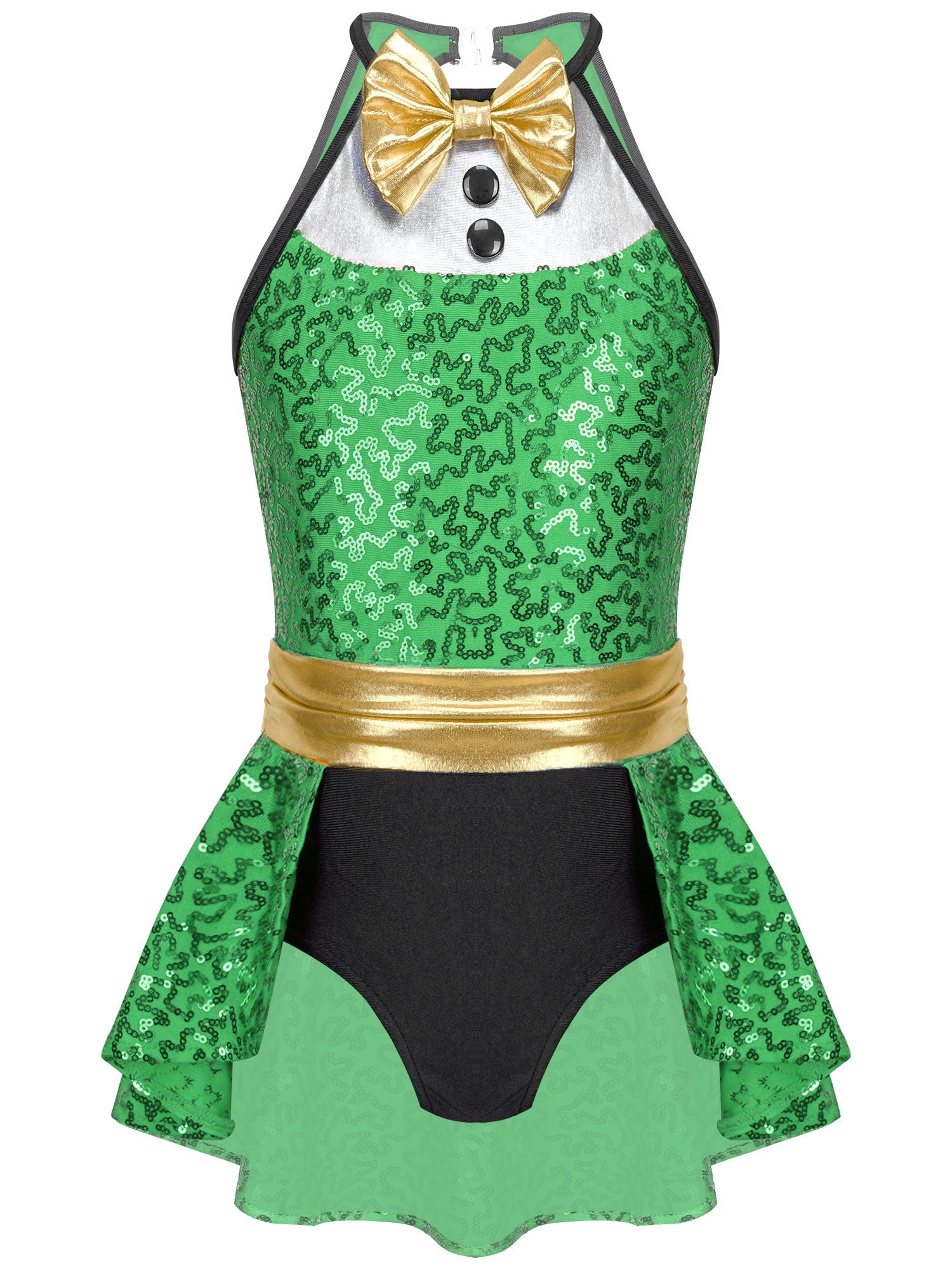 ZDHoor Girls Shiny Sequin Ice Skating Tuxedo Leotard Dress Jazz Tap ...