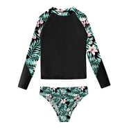 Wonder Nation Girls Rash Guard and Bottoms Swimsuit Set with UPF 50+, 2 ...