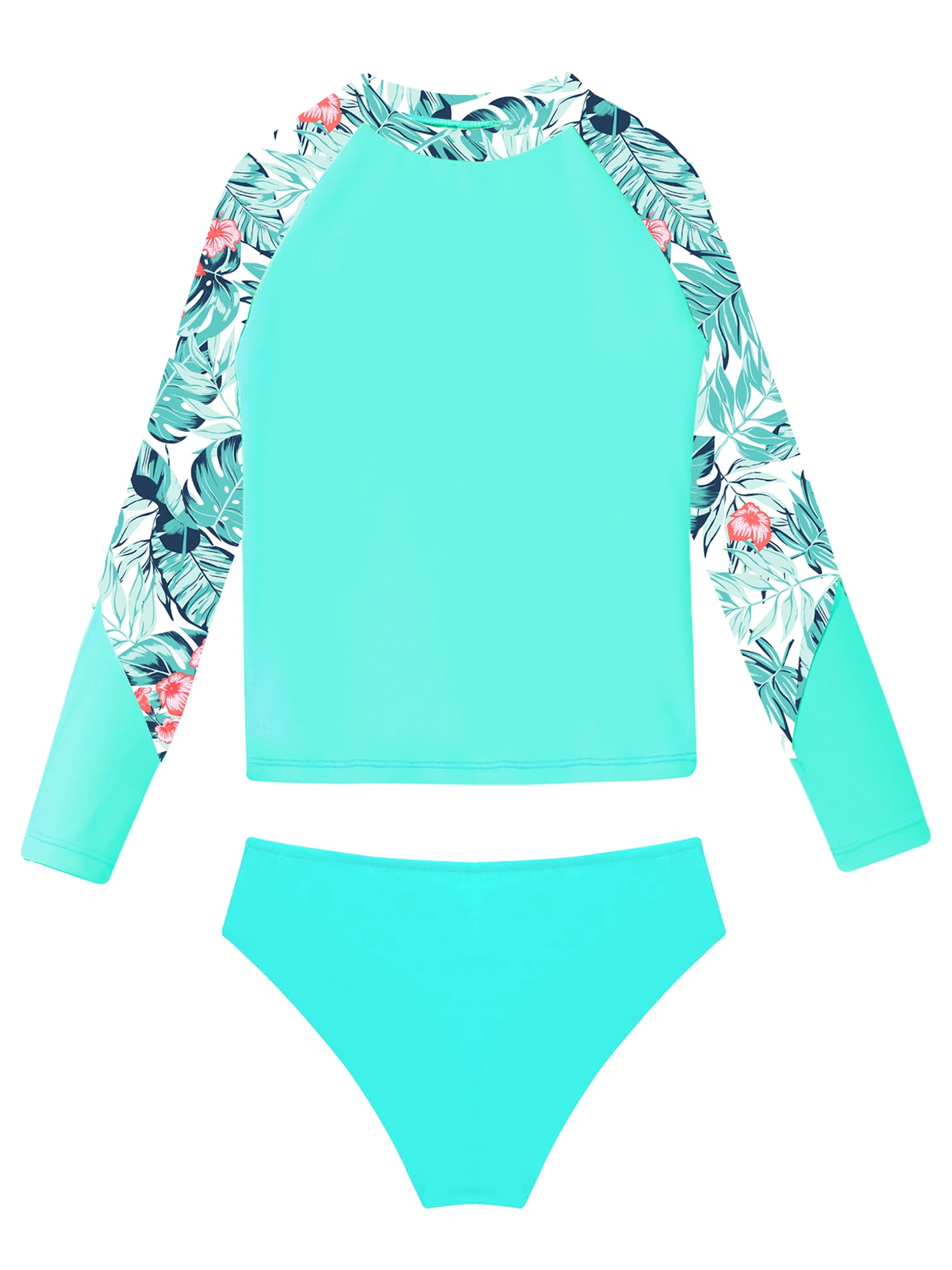 ZDHoor Girls Swimsuits Two Pieces Swimwears Rash Guard Set Long Sleeve ...