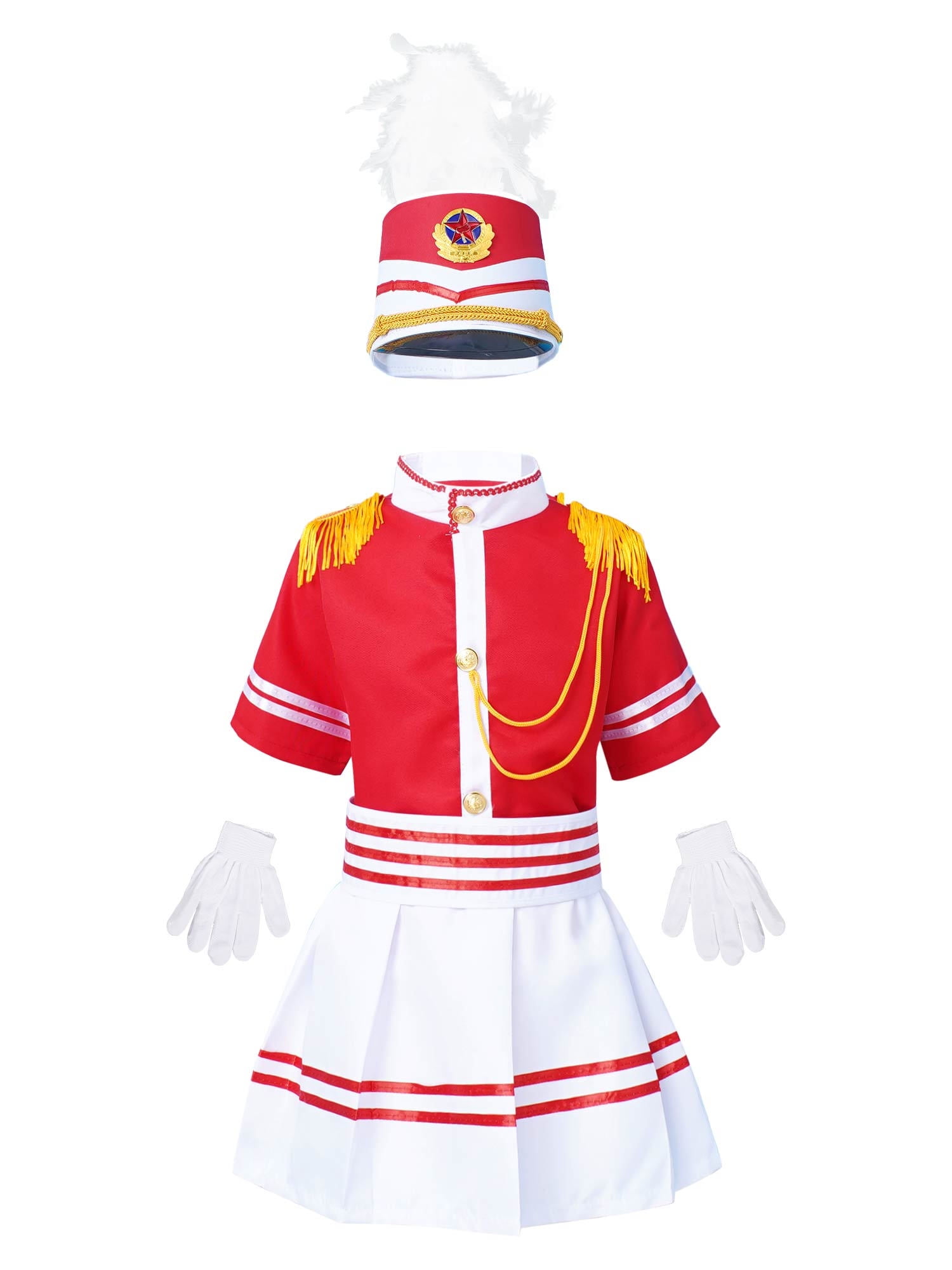 ZDHoor Kids Drum Majorette Costume Stage Performance Marching Band ...