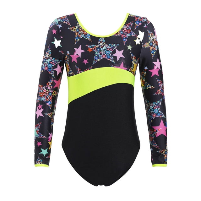 ZDHoor Kids Girls Gymnastics Yoga Leotard Long Sleeve Printed Patterns ...