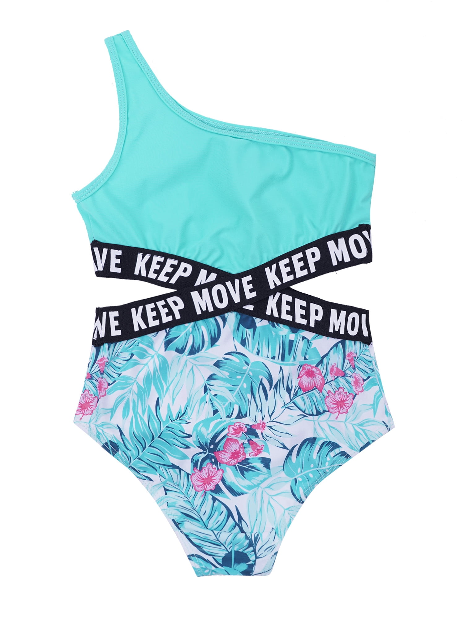 ZDHoor Little Kid Girls One Shoulder Cutout Swimsuits Hollow Out ...