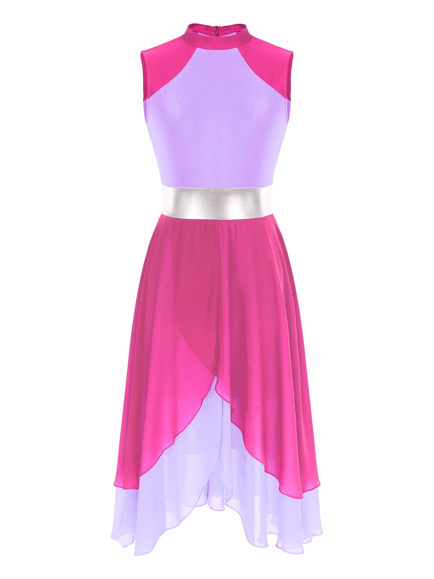 ZDHoor Womens Tunic Sleeveless Color Block Dance Dress Liturgical ...