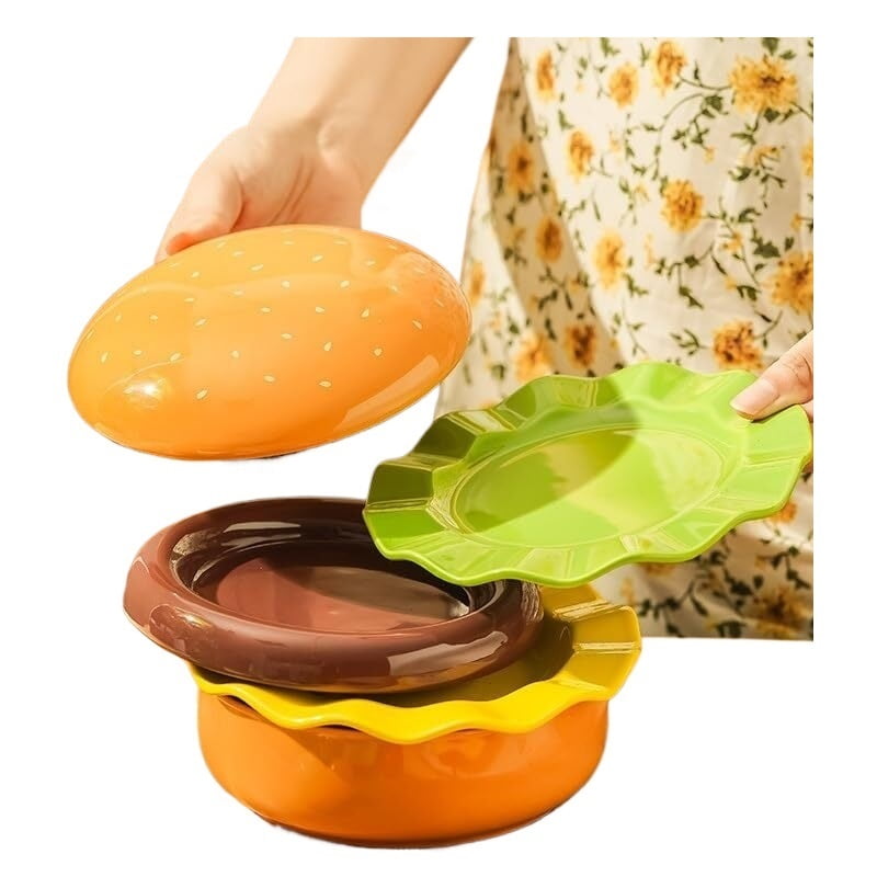 ZDM 5-piece set Hamburger ceramic tableware, creative fast food themed ...