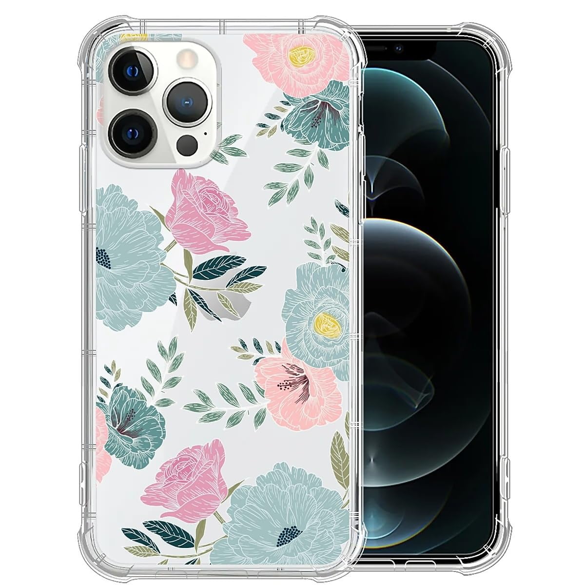 ZDM Case Compatible with Clear iPhone 16 Pro Max,Blue Small Flower Slim ...