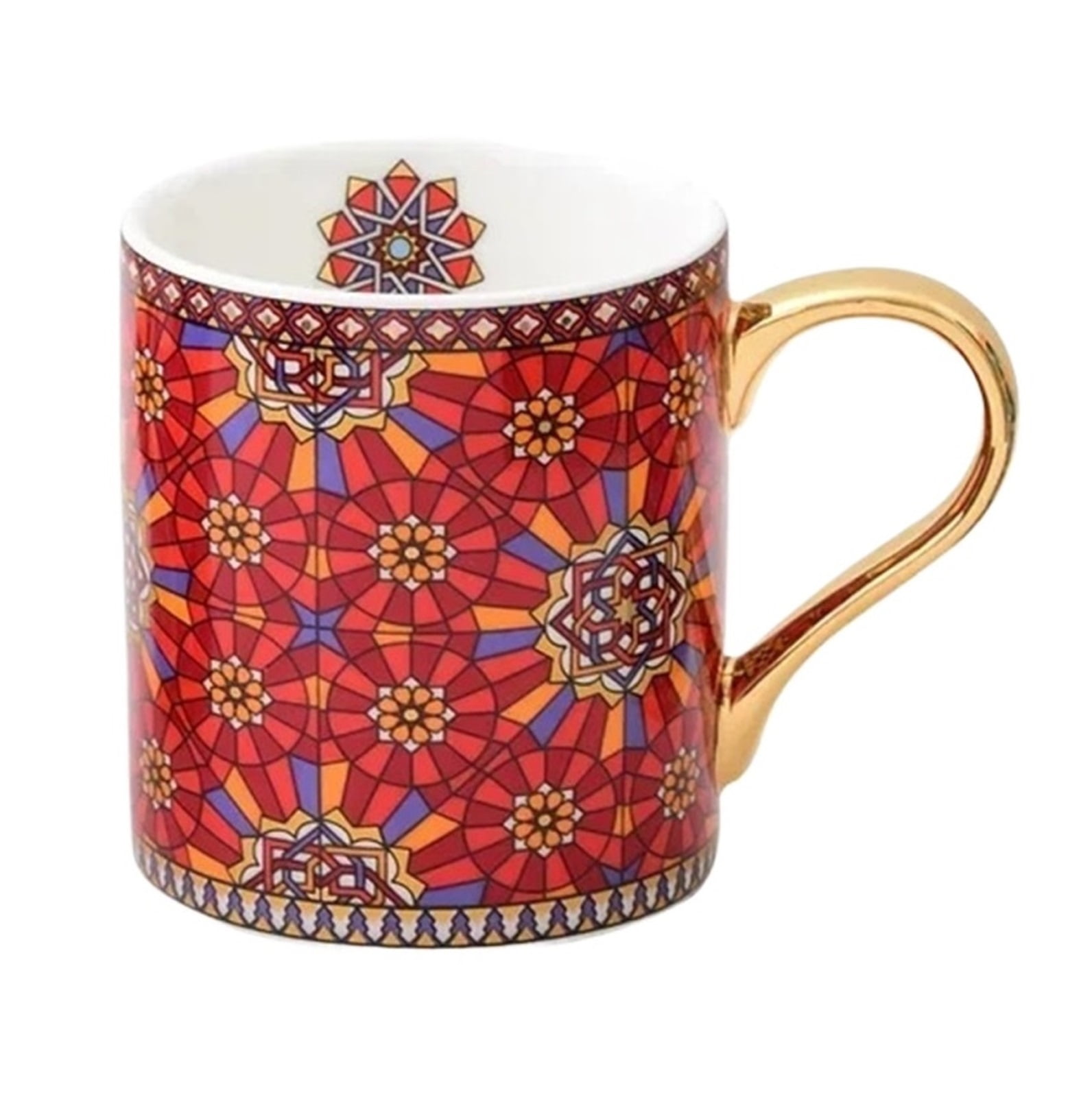 ZDM Moroccan Style Coffee Mug with Gold Handle Vintage Texture Ceramic ...