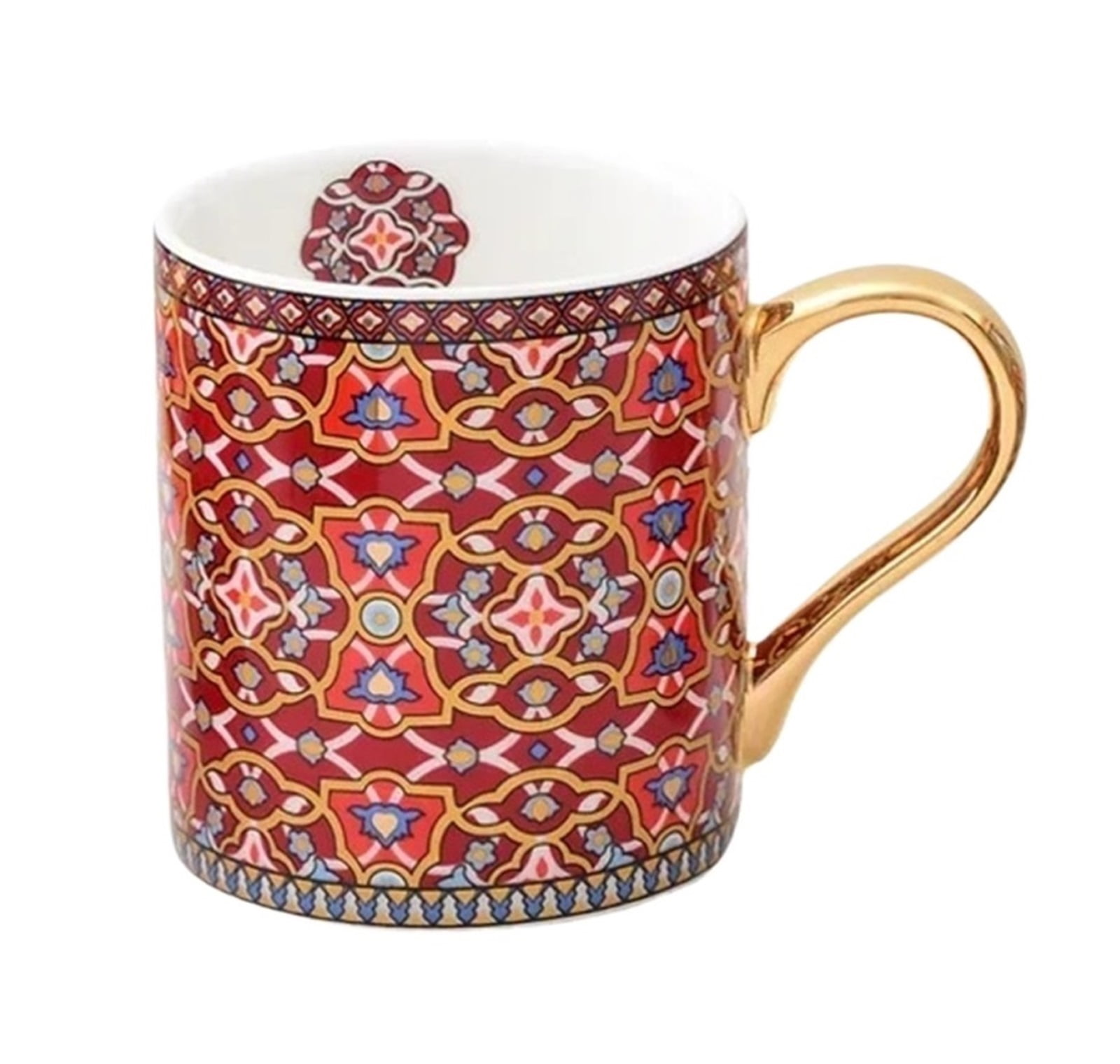 ZDM Moroccan Style Coffee Mug with Gold Handle Vintage Texture Ceramic ...