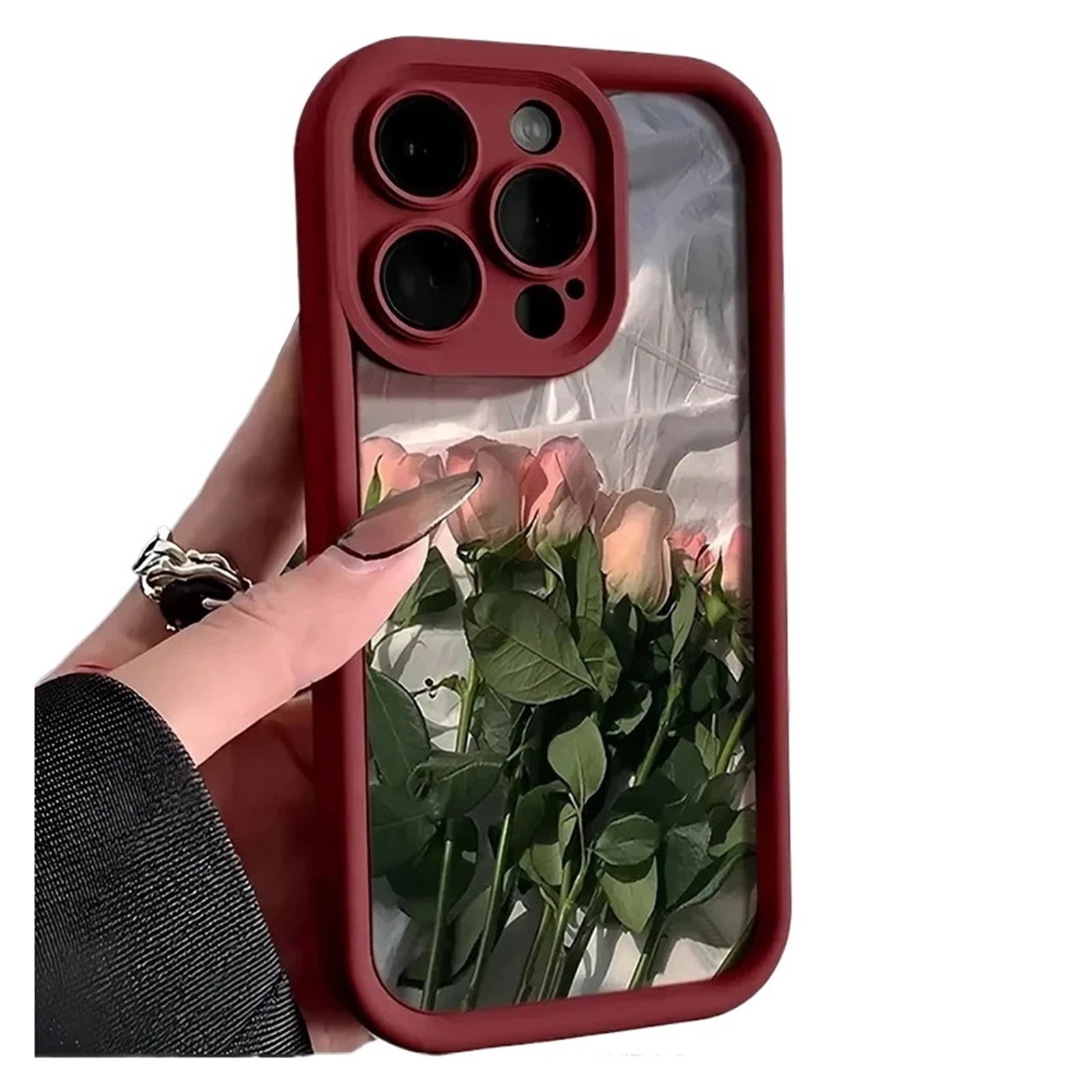 ZDM Oil Painting White Rose Flower Silicone Phone Case For iPhone 16 ...
