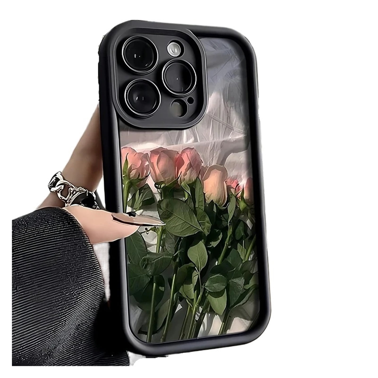 ZDM Oil Painting White Rose Flower Silicone Phone Case For iPhone 16 ...