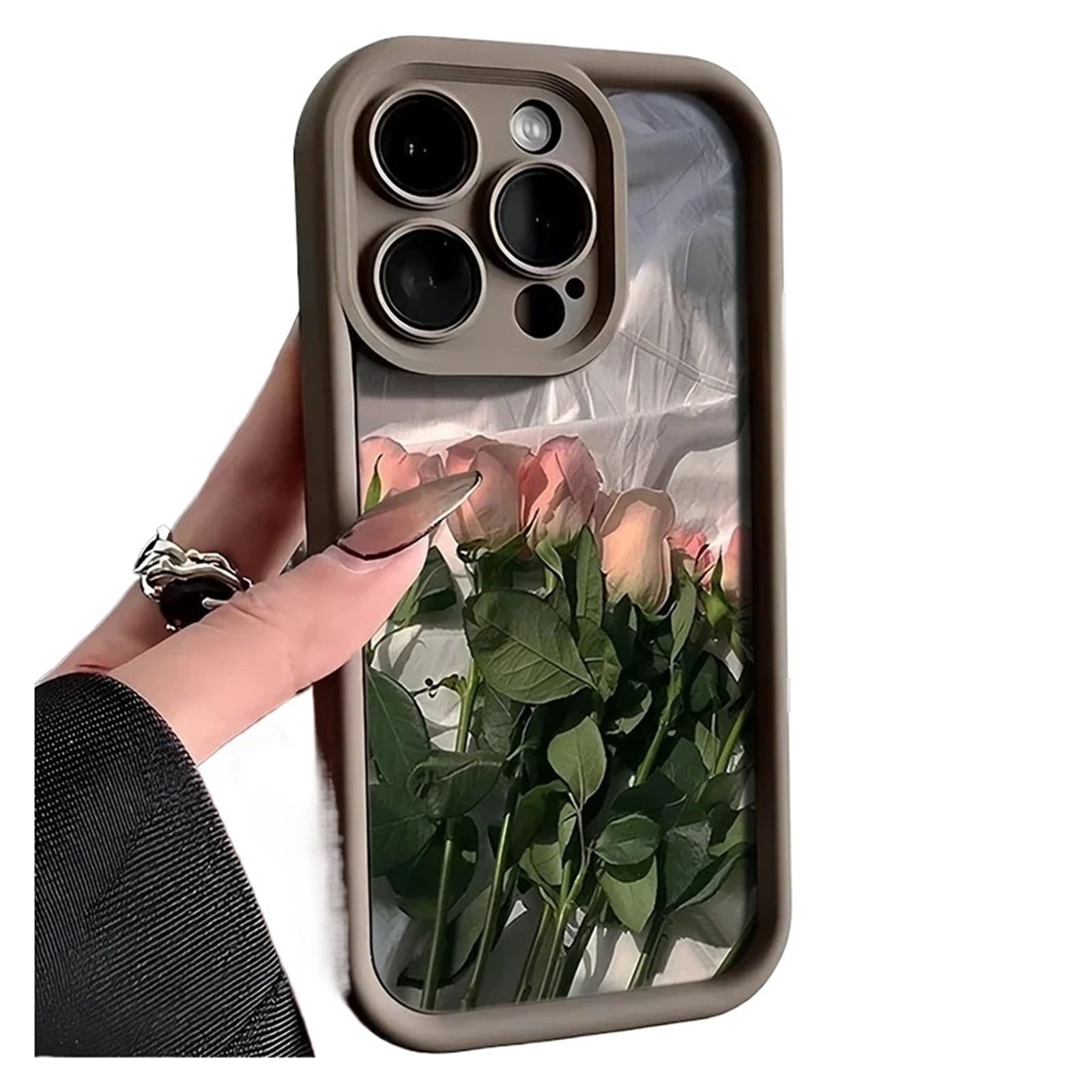 ZDM Oil Painting White Rose Flower Silicone Phone Case For iPhone 16 ...