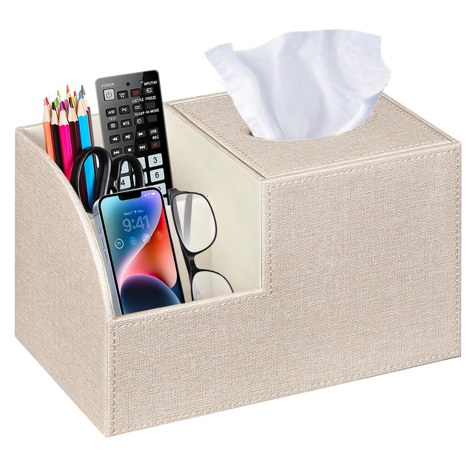 ZDM PU Leather Square Tissue Box Cover - Multi-Functional Tissue Box ...