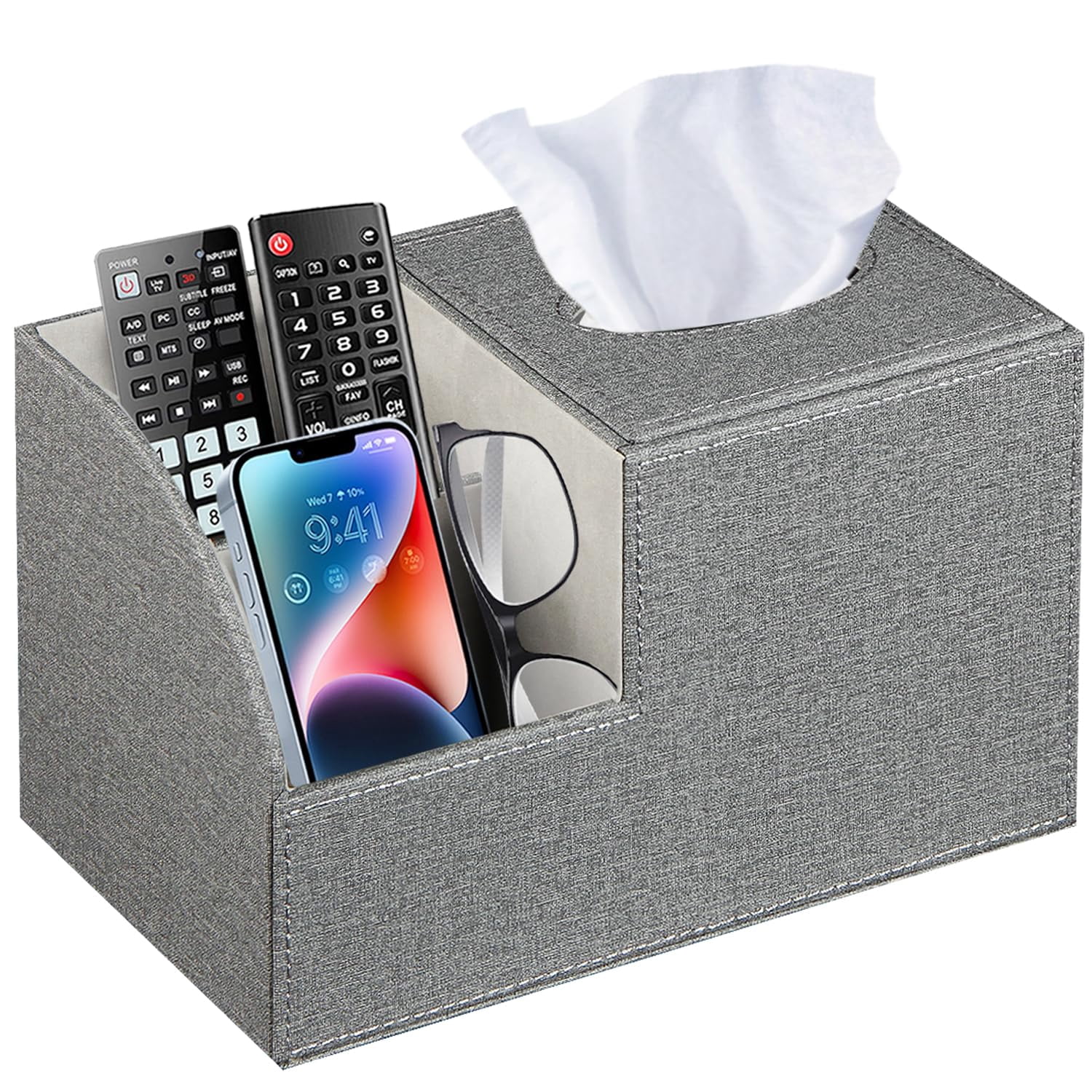 ZDM PU Leather Square Tissue Box Cover - Multi-Functional Tissue Box ...