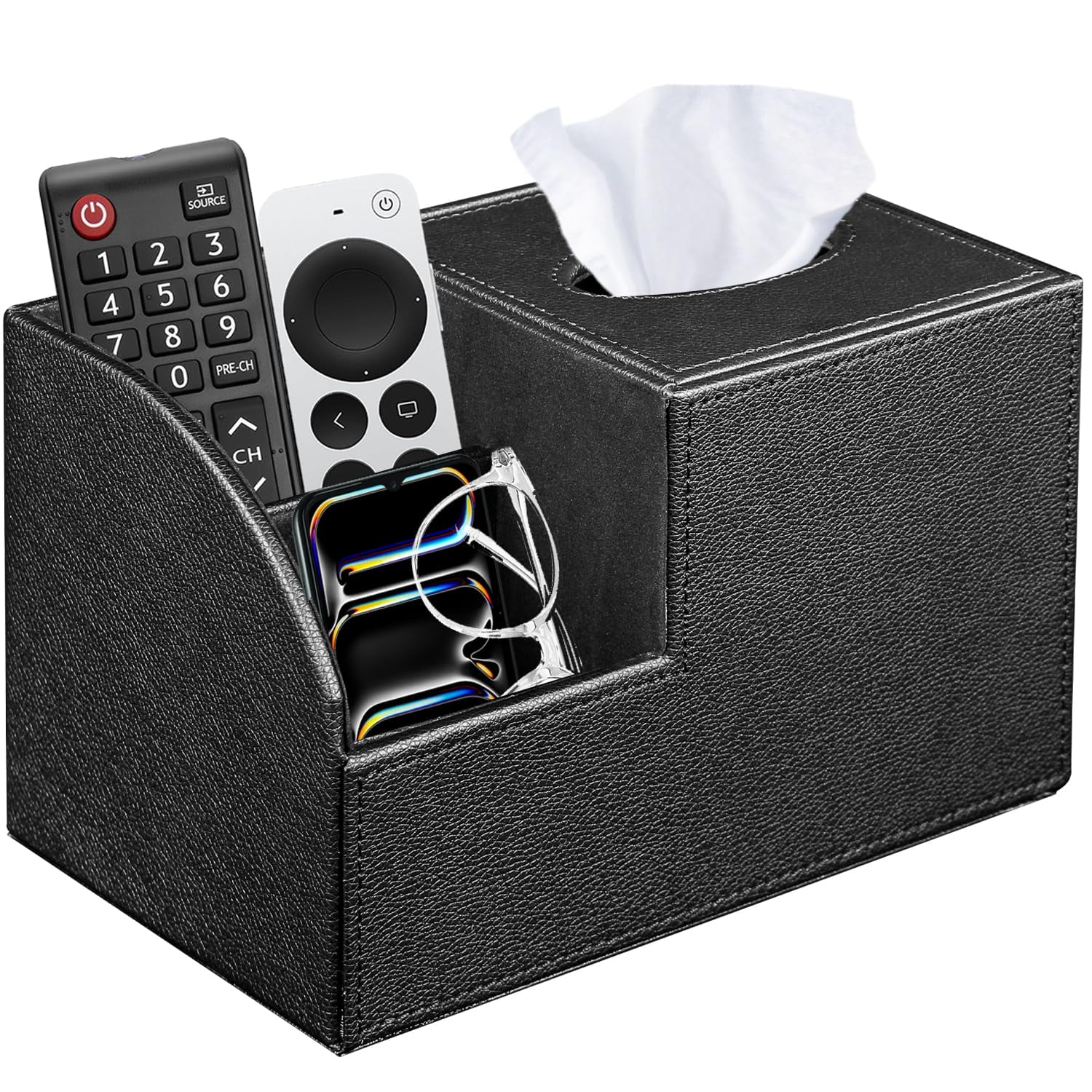 ZDM PU Leather Square Tissue Box Cover - Multi-Functional Tissue Box ...