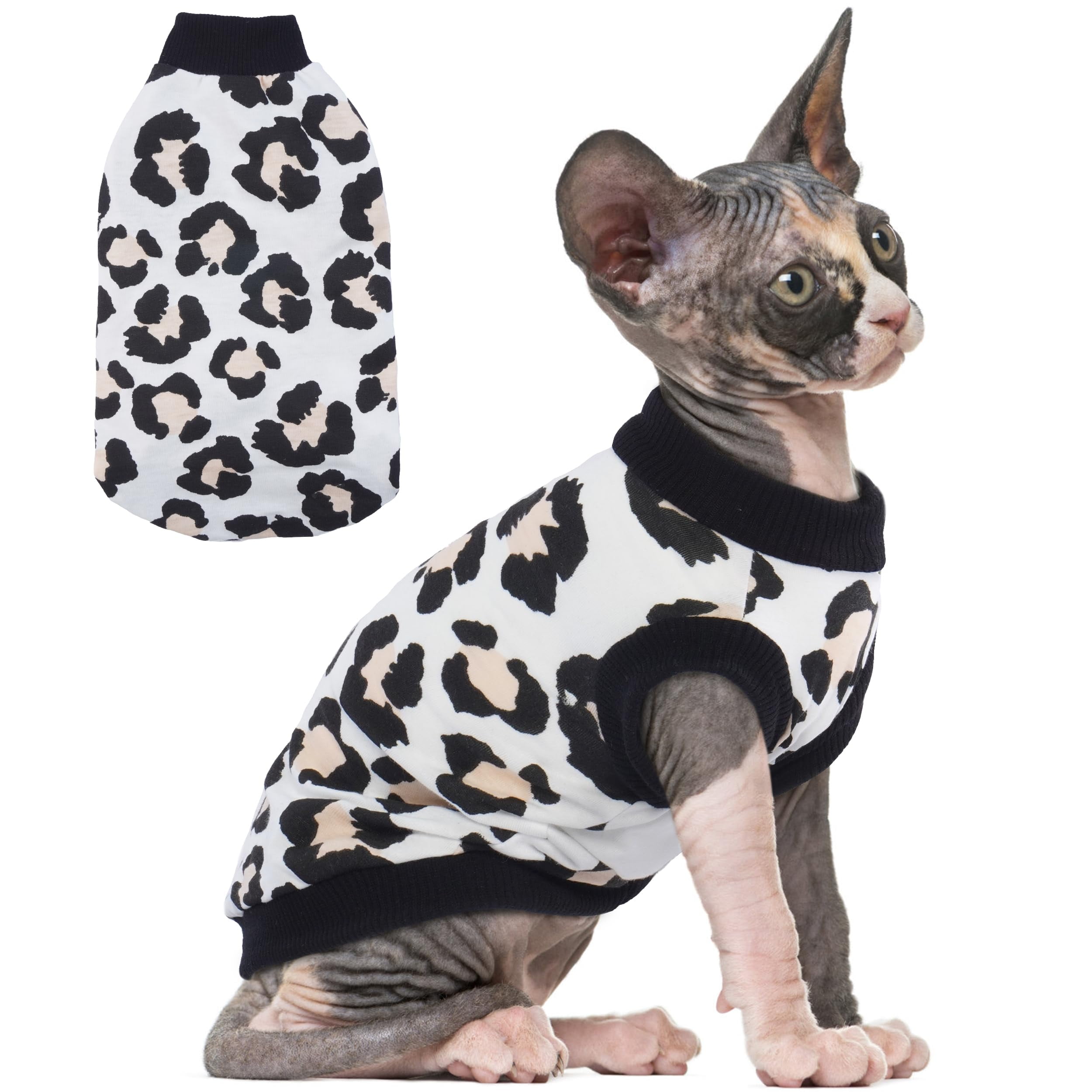 ZDM Sphynx Cat Clothes, Stretchy Cat Sweater, Soft Hairless Cats Shirt ...