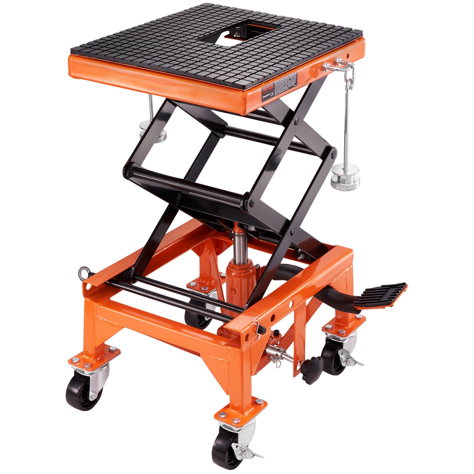 ZDOOR 350LBS Heavy-Duty Hydraulic Motorcycle Lift Table – 4-Wheel ...