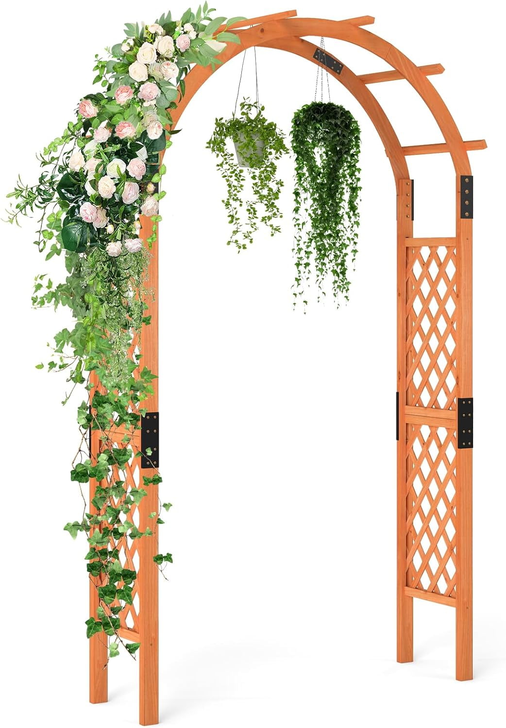 ZDOOR 7.7FT Wooden Garden Arbor Trellis, Outdoor Pergola Arch with ...
