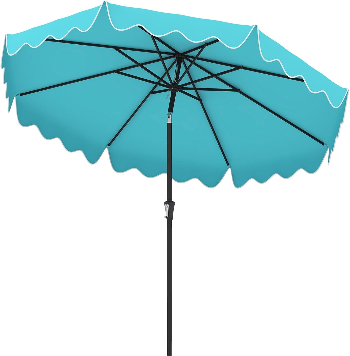 ZDOOR 9 FT Ruffled Patio Umbrella Outdoor Umbrella with Push Button Tilt, Crank, 8 Ribs, Fade ...
