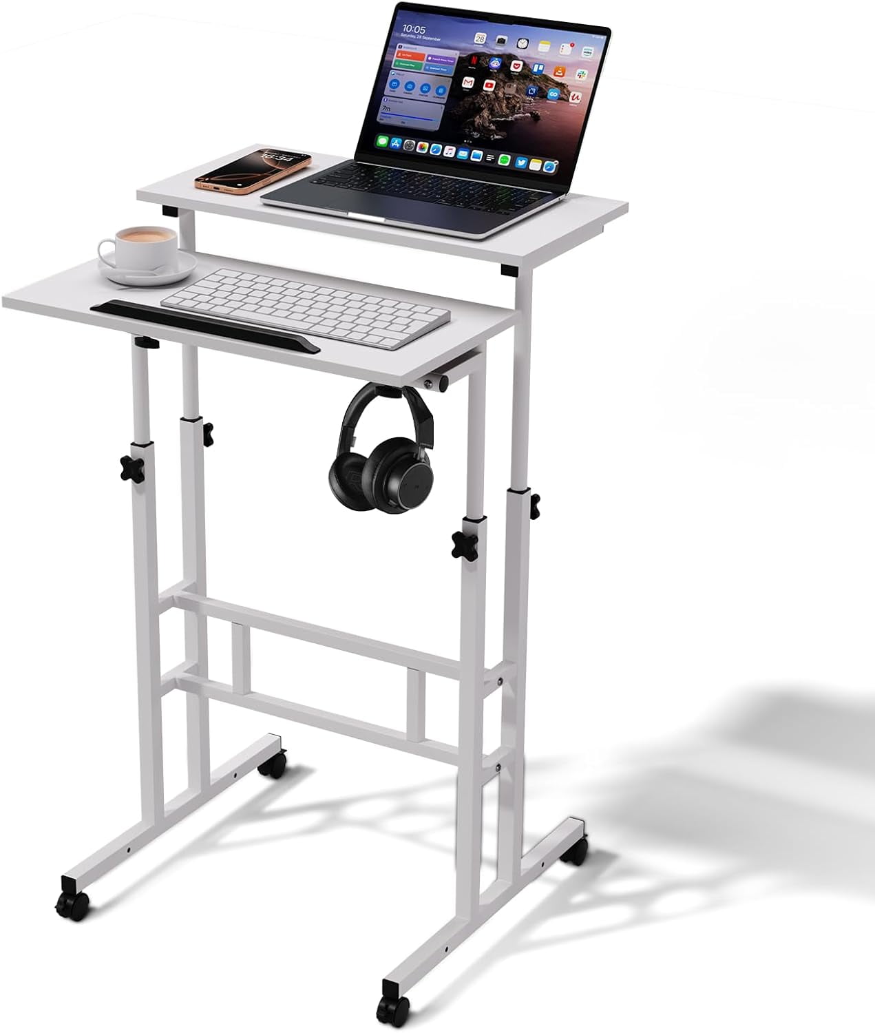 ZDOOR Adjustable Rolling Standing Desk with Wheels, Mobile Laptop Table ...