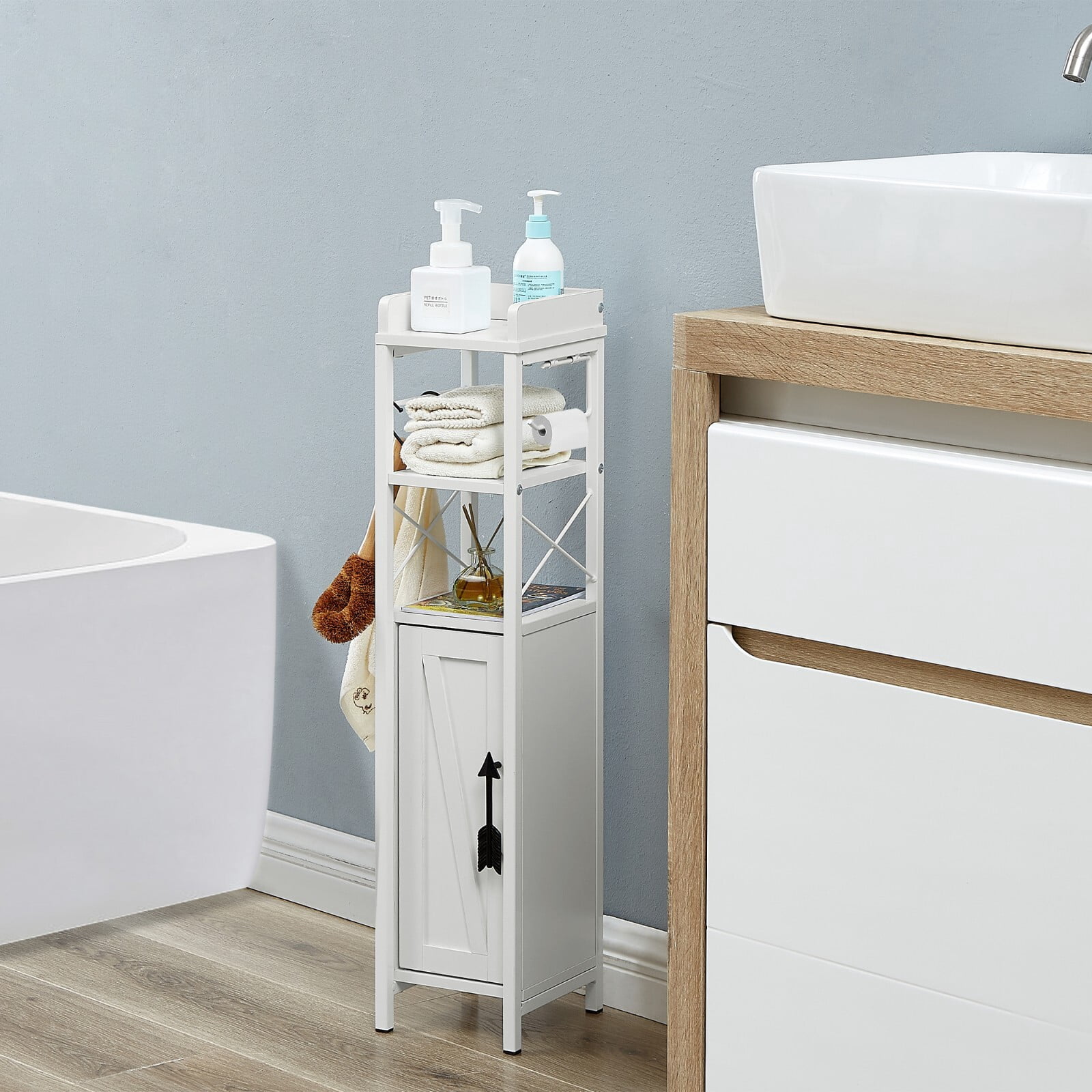 ZDOOR Bathroom Storage Rack Cabinet - Toilet Paper Organizer with ...