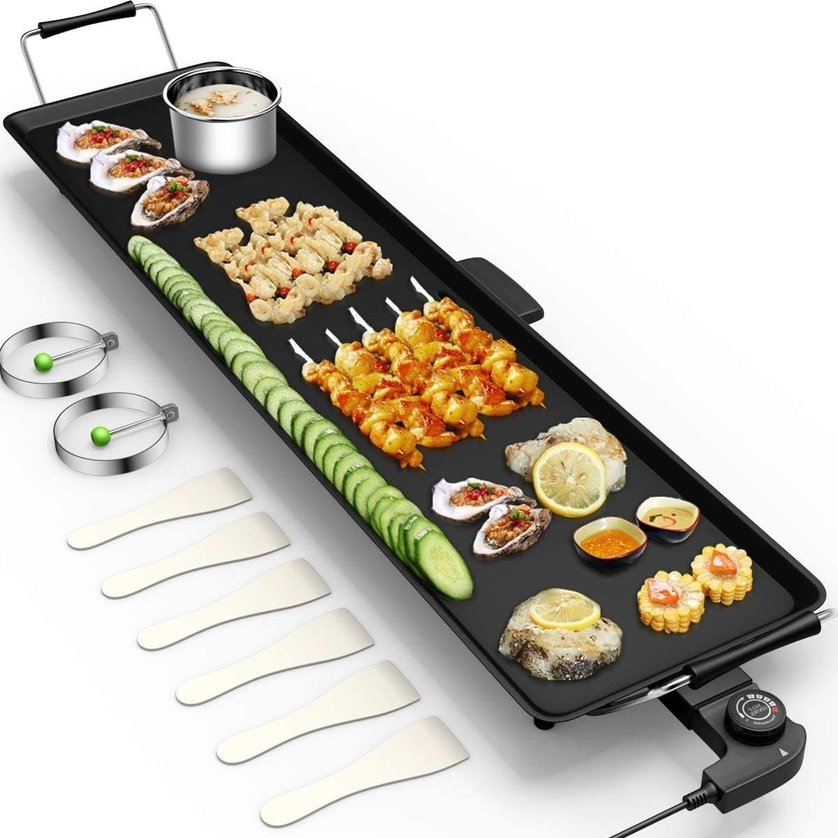 ZDOOR Electric Griddle Teppanyaki Grill, Nonstick Countertop Griddle with Adjustable Temperature ...