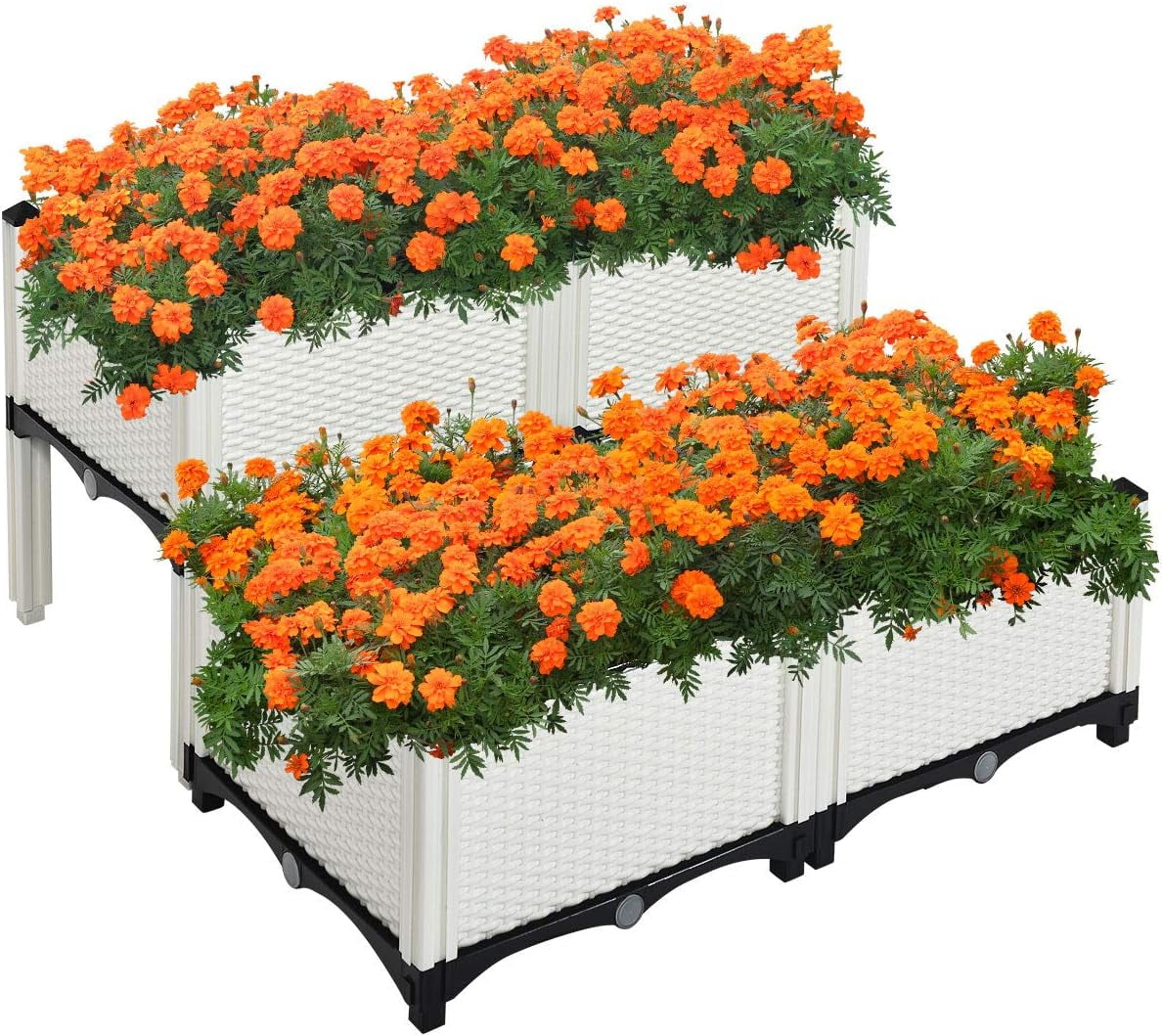 ZDOOR Raised Garden Bed, Set of 4 Planter Raised Beds Kits with Drain ...
