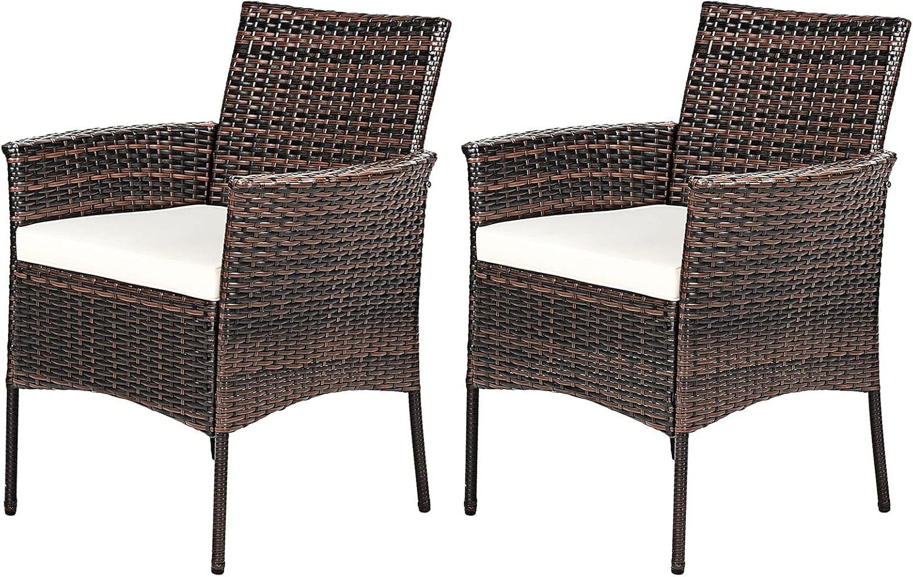 ZDOOR Set of 2 Patio Dining Chairs Outdoor PE Wicker Chairs with Soft ...