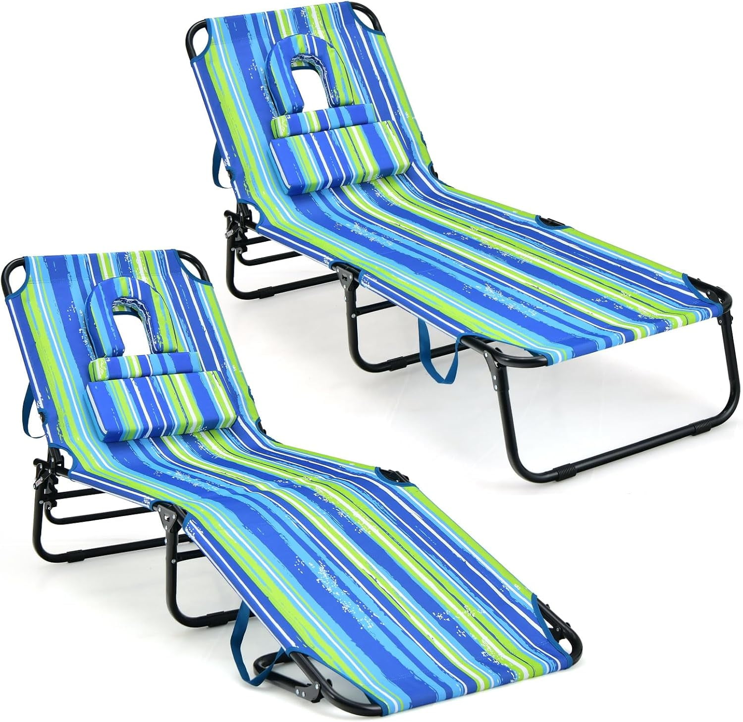 ZDOOR Tanning Chair, Folding Beach Chair, Adjustable Patio Lounge Chair ...