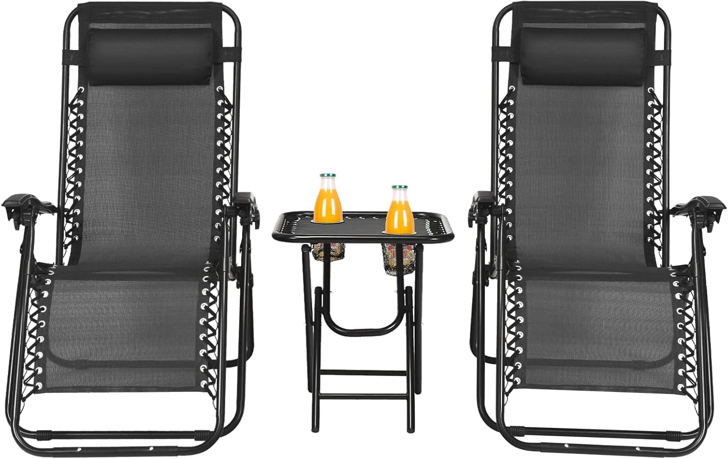 ZDOOR Zero Gravity Lounge Chairs Set with Coffee Table, Folding ...
