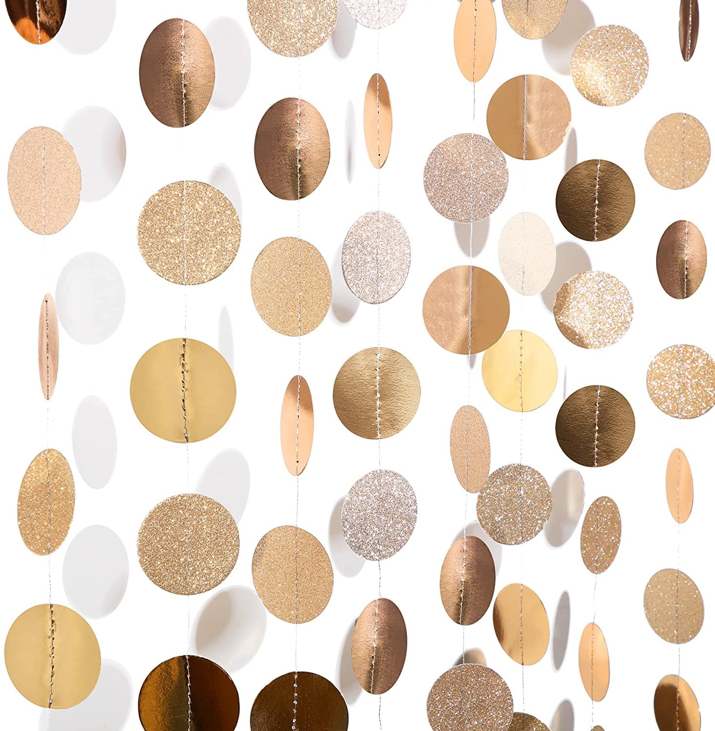 ZDWQFA 10Pcs 131 ft Glitter Paper Circle Dots Circle Garlands Coin ...