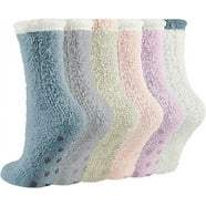 Zando Womens Fuzzy Winter Slipper Socks, Cozy Crew Fluffy Socks 4Pairs ...