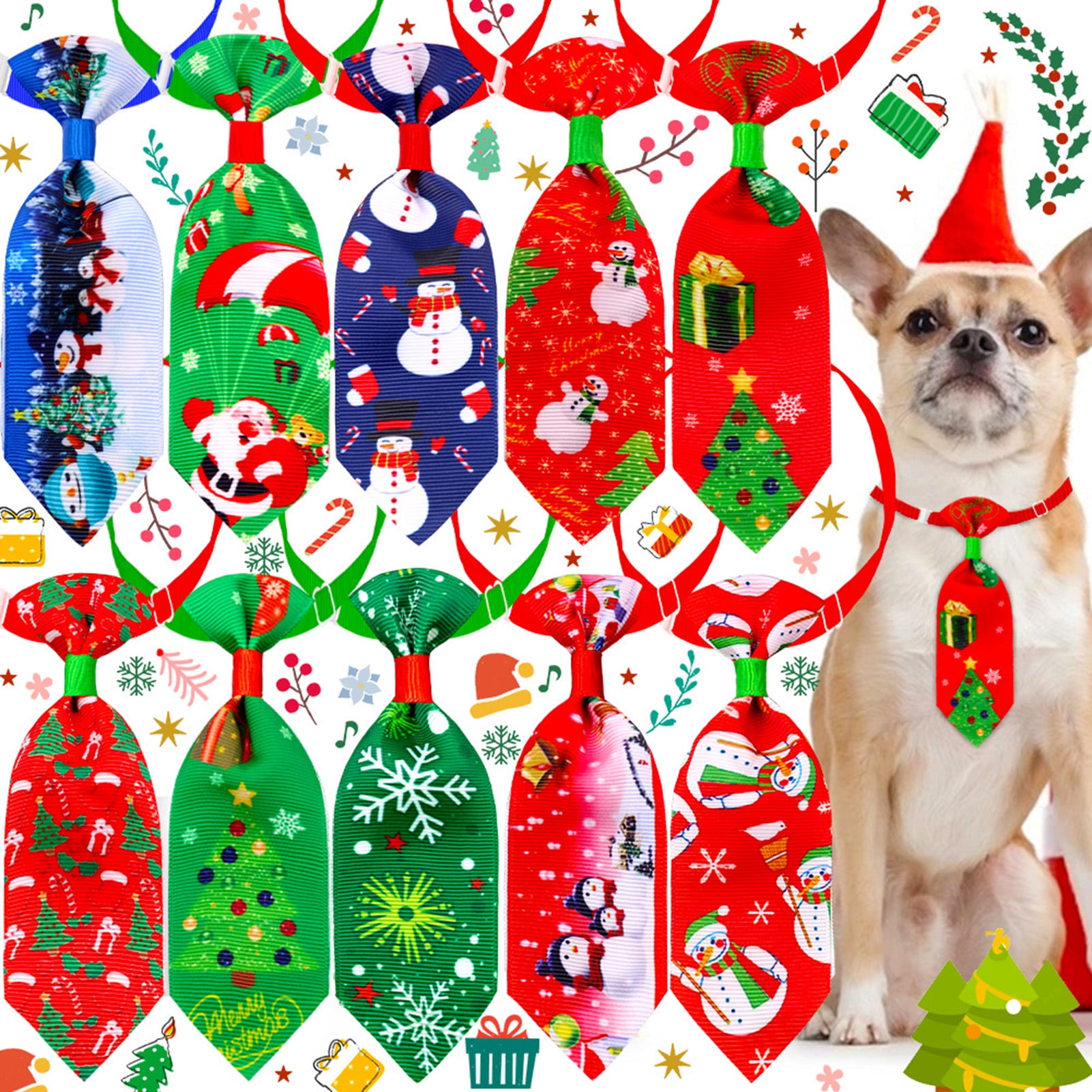 ZDWQFA 6Pcs Christmas Large Dog Ties Cat Dog Bow Tie Collar Xmas Large ...