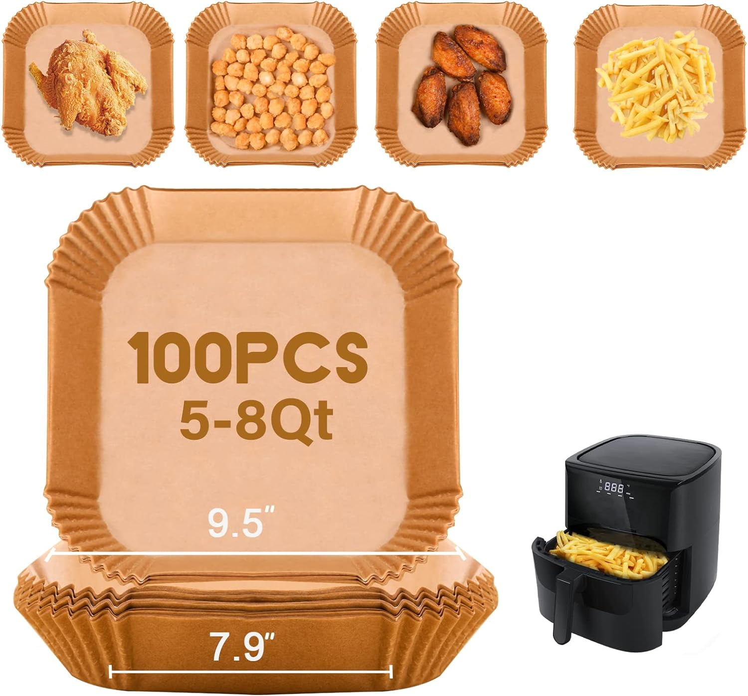 ZDWQFA Air Fryer Baskets Disposable Paper Liner 100 Pieces - Walmart.com