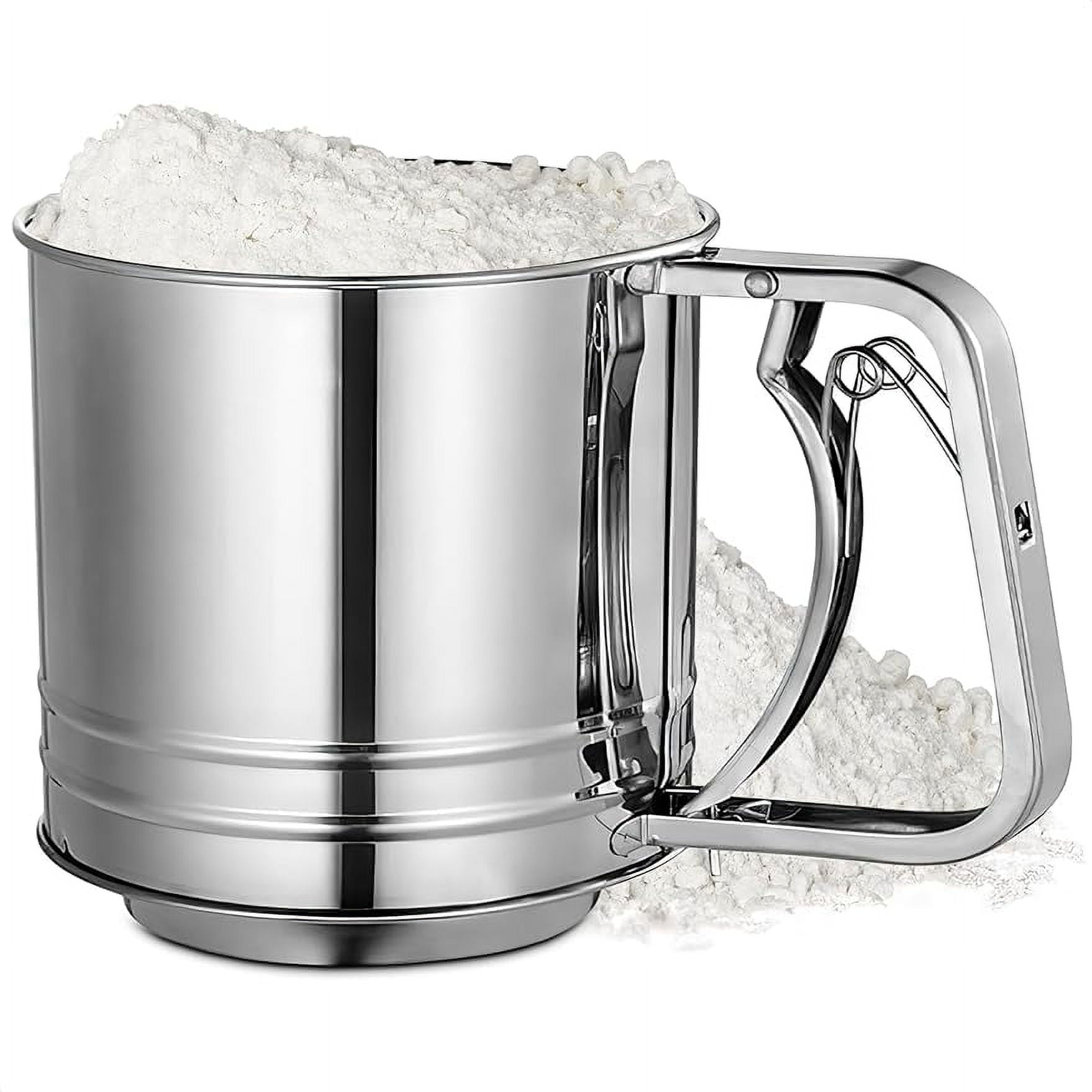 ZDWQFA Flour Sifter 5-Cup Stainless Steel Handheld Sifter, Easy to Use ...
