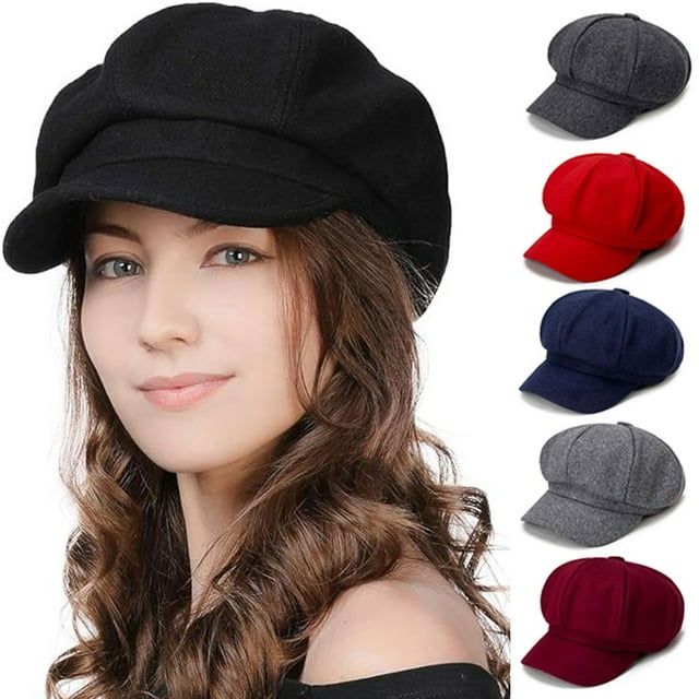 ZDWQFA Women Newsboy Cap Warm Wool Visor Beret Hats Soft Newsboy Hats ...