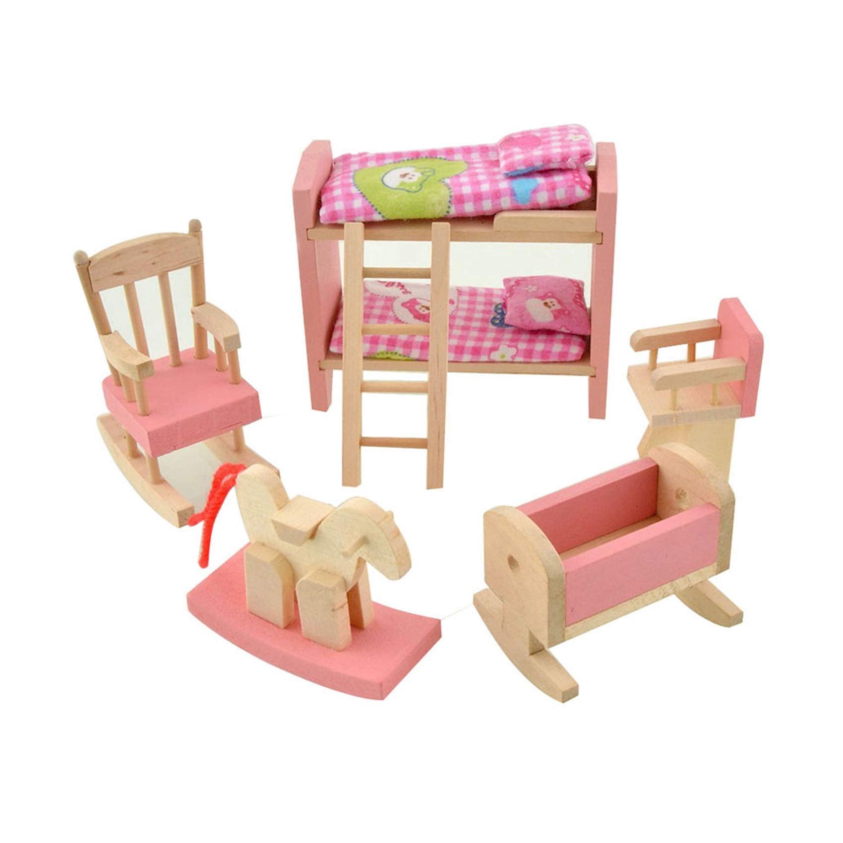 ZDYWY Wooden Doll House Furniture Set Toy C70 - Walmart.com
