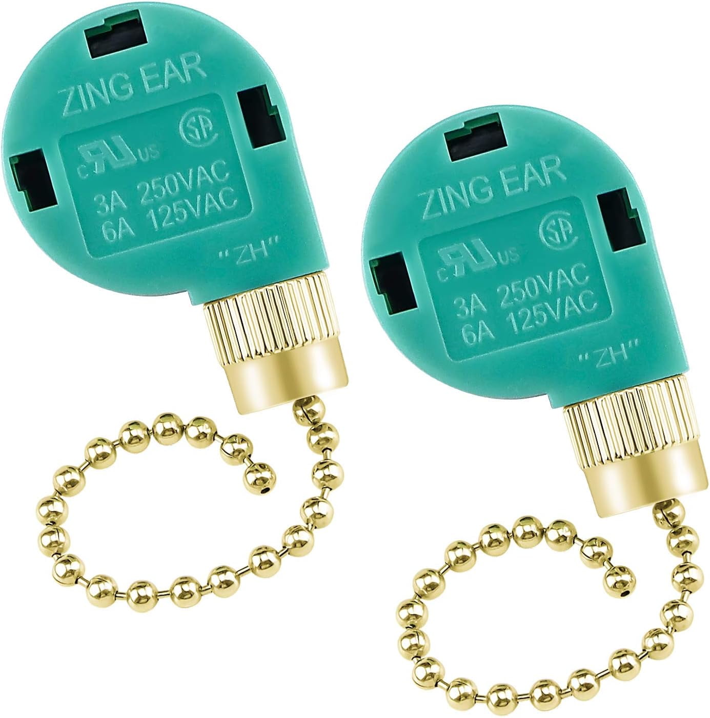 ZE-268s6 Ceiling Fan Switch Zing Ear Pull Chain 3 Speed 4 Wire (2 Pack ...