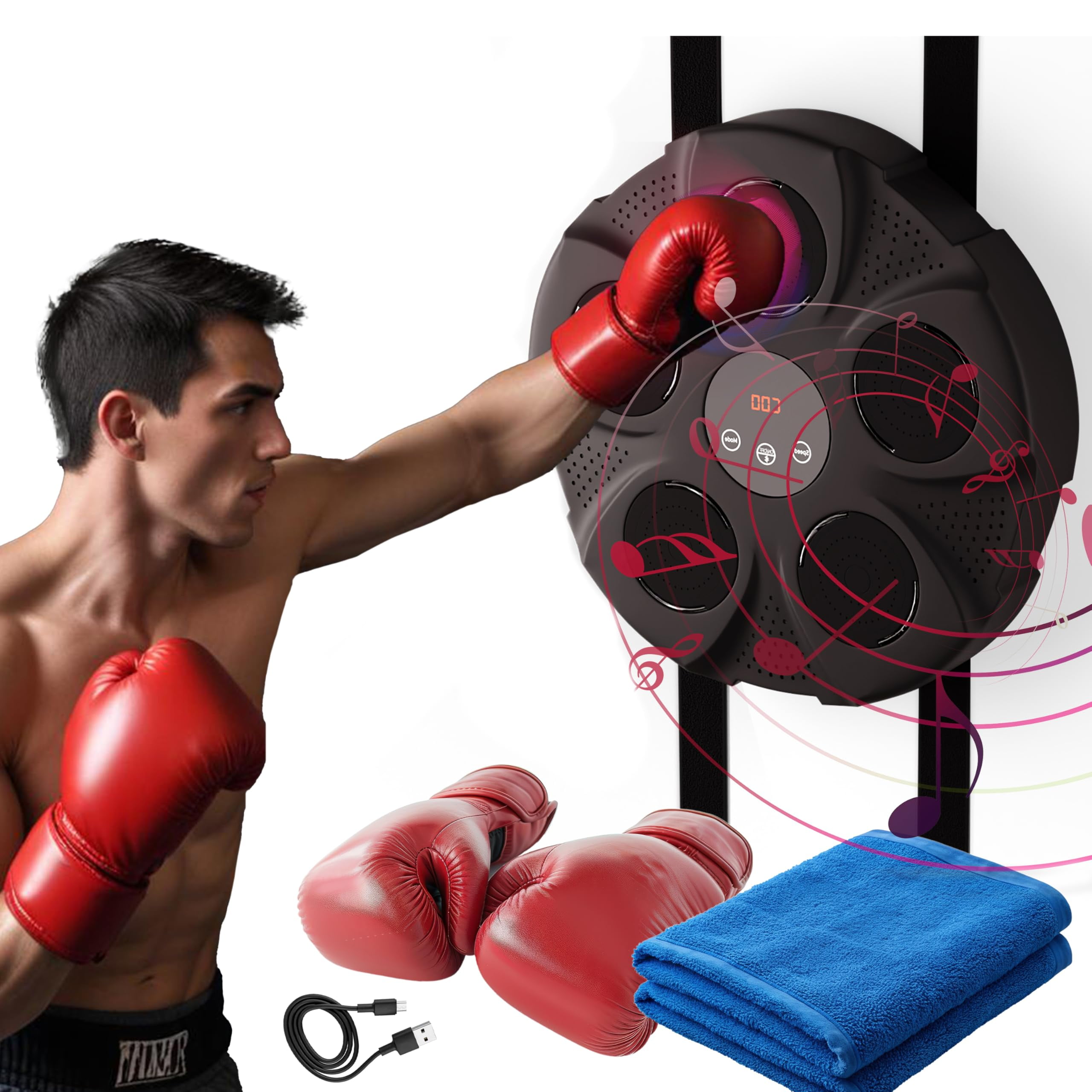 ZEAL'N LIFE Music Boxing Machine with Boxing Gloves and Exercise Towel ...