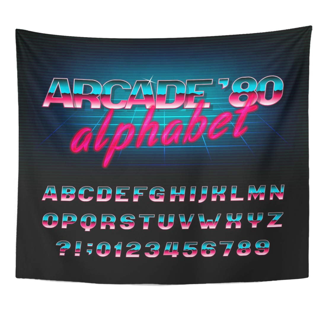 ZEALGNED 80S Arcade 80'S Retro Alphabet Effect Shiny Oblique Letters ...