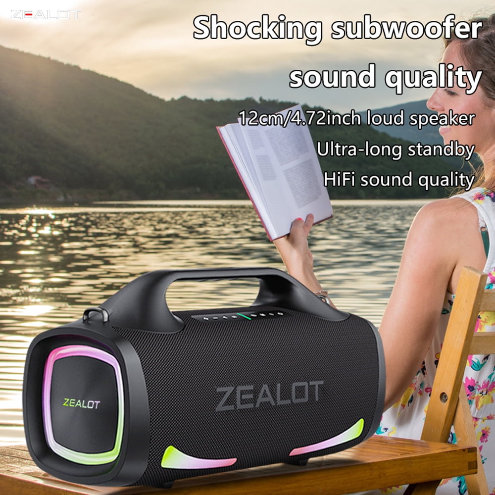 ZEALOT S79 100W portable wireless speaker, with handle, HiFi sound, RGB ...