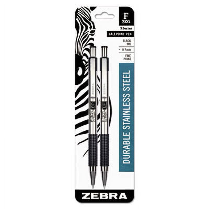ZEBRA F-301 Retractable Ballpoint Pen, Black Ink, Fine, 2/Pack ...