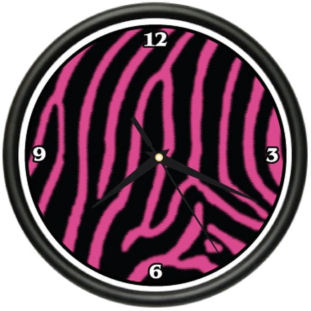 ZEBRA PINK Wall Clock print girly girls zebra animal print africa gag ...