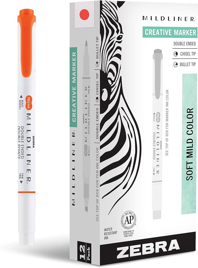 ZEBRA Pen Mildliner Double Ended Highlighter Marker Set, Broad and Fine ...