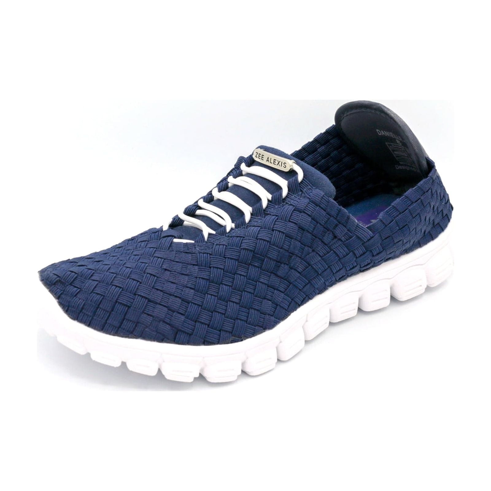 ZEE ALEXIS Women's Danielle Woven Sneakers, Color: Navy/White Bottom ...