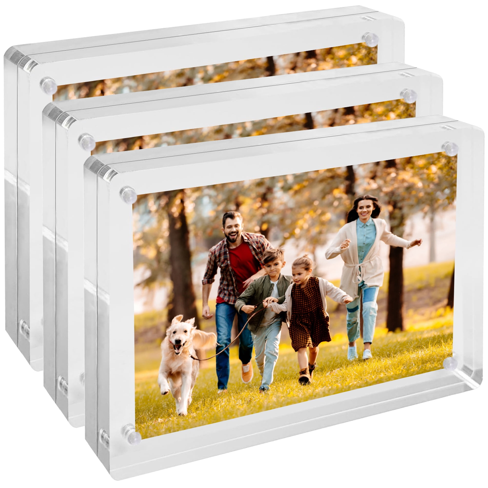 ZEECER 4x6 Acrylic Picture Frames 3 Pack, 20% Thicker Block, Clear ...