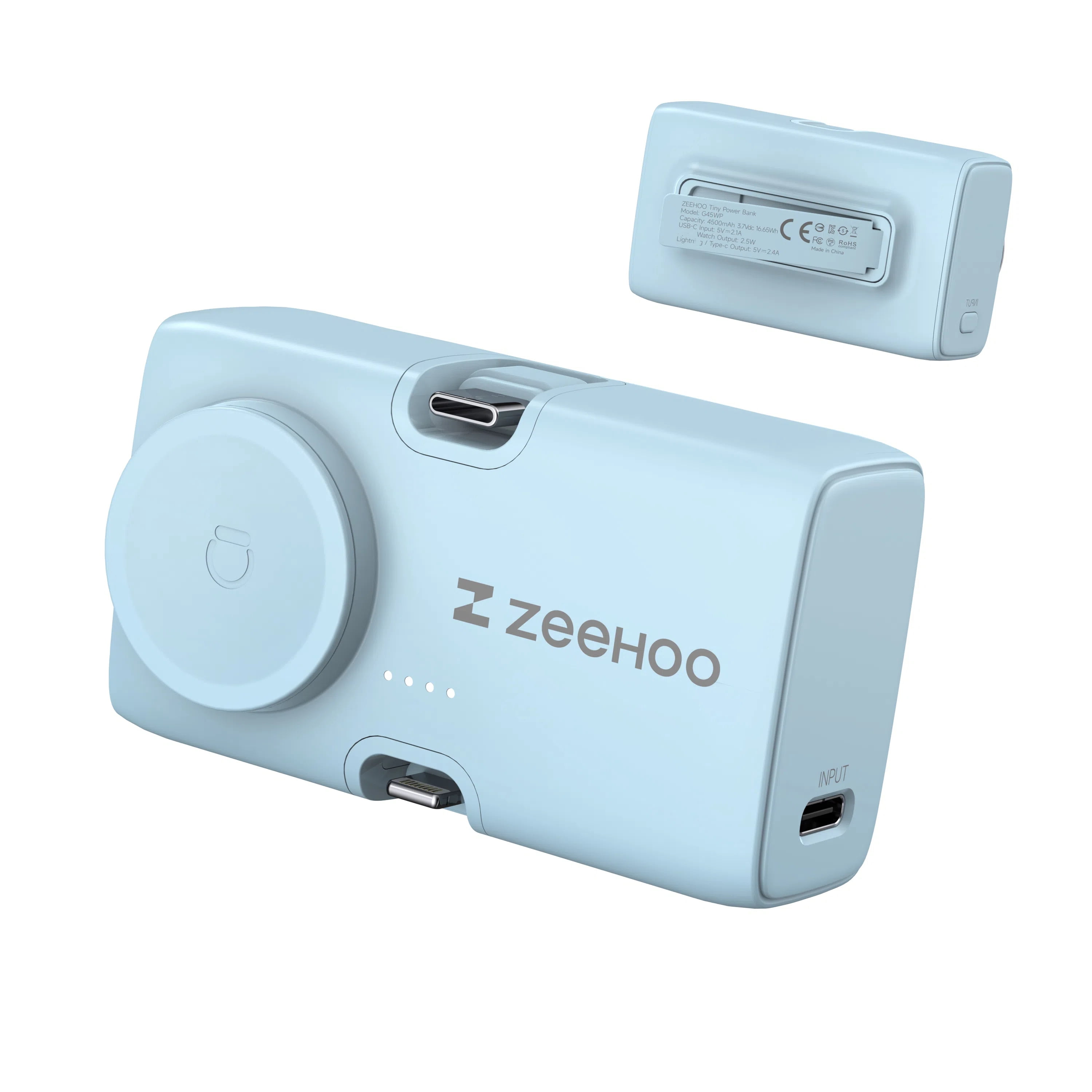 ZeeHoo Tiny Power Bank with USB-C and Lightning Connector, Portable ...