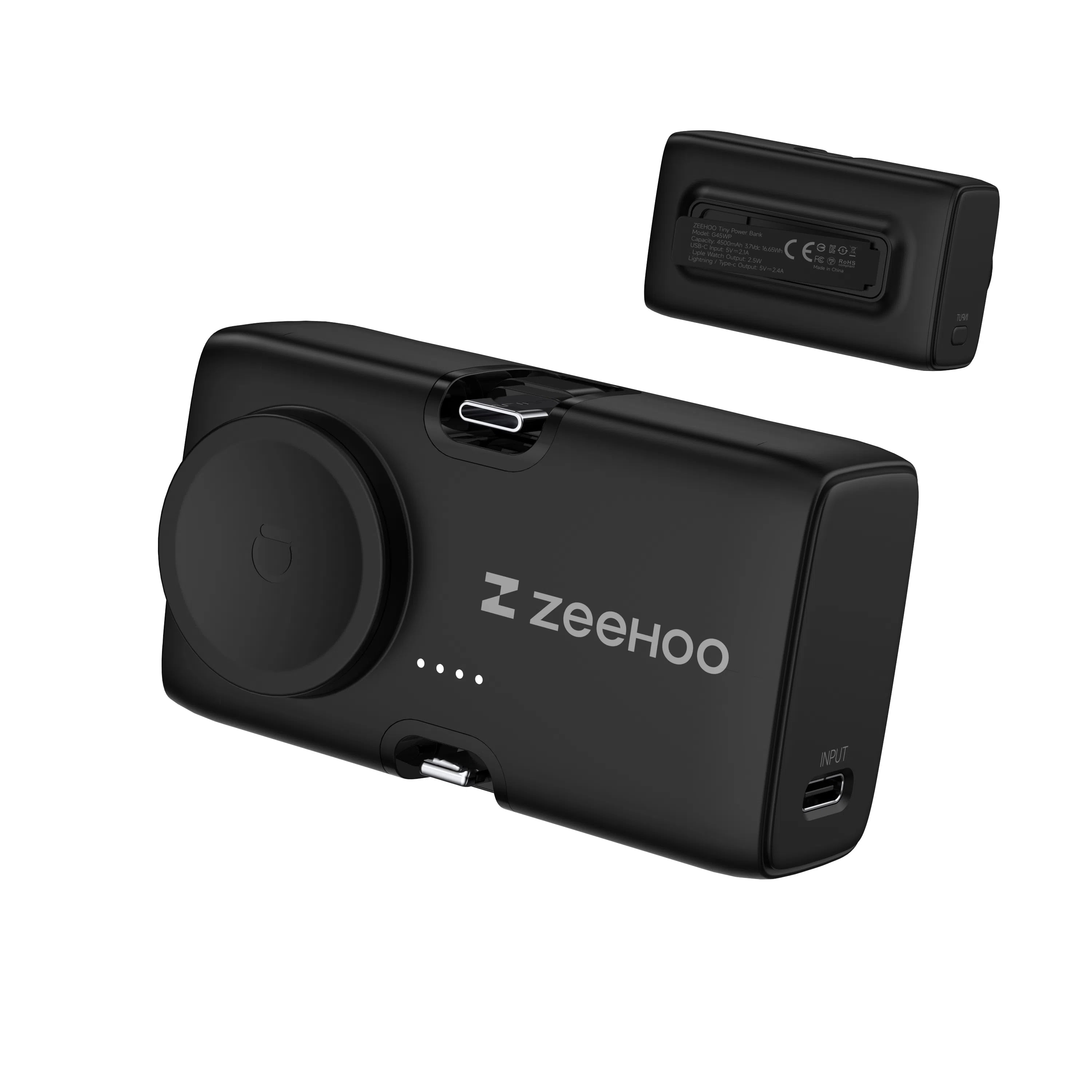 ZeeHoo Tiny Power Bank with Built-In USB-C and Lightning Connector ...