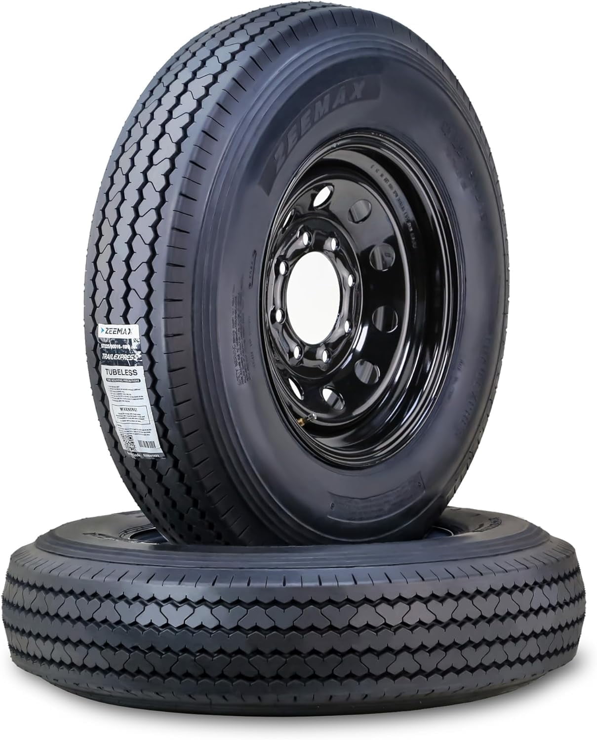 ZEEMAX Trailer Tire Wheel Assembly ST225/90D16 10-Ply E 123L 8 Lug on 6 ...