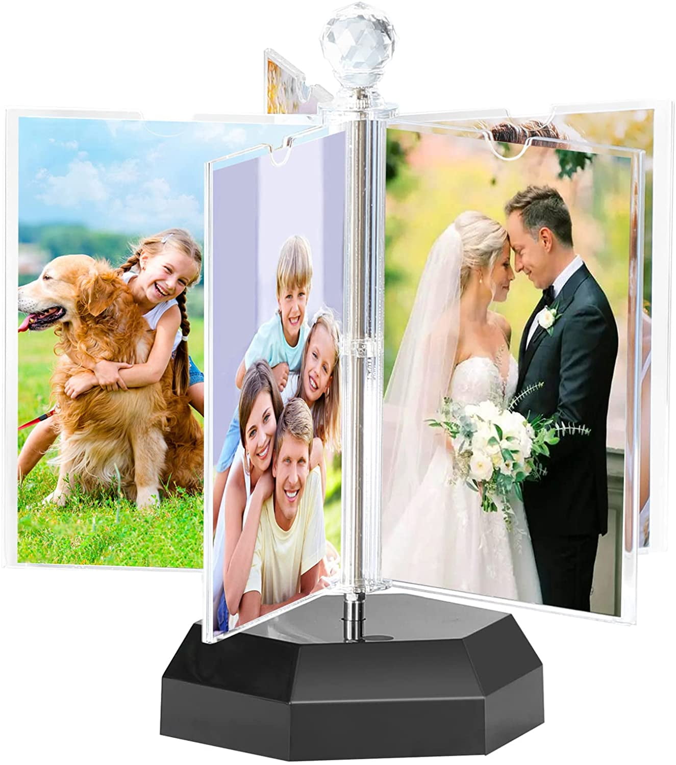 ZEEYUAN Auto-Rotating Acrylic Photo Frame 4x6, Displays 10 Photos ...