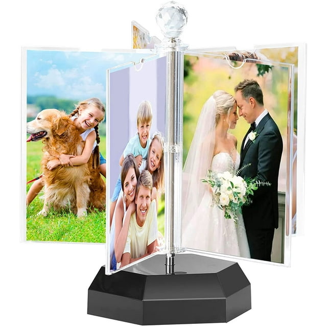 ZEEYUAN Auto-Rotating Acrylic Photo Frame 4x6, Displays 10 Photos ...