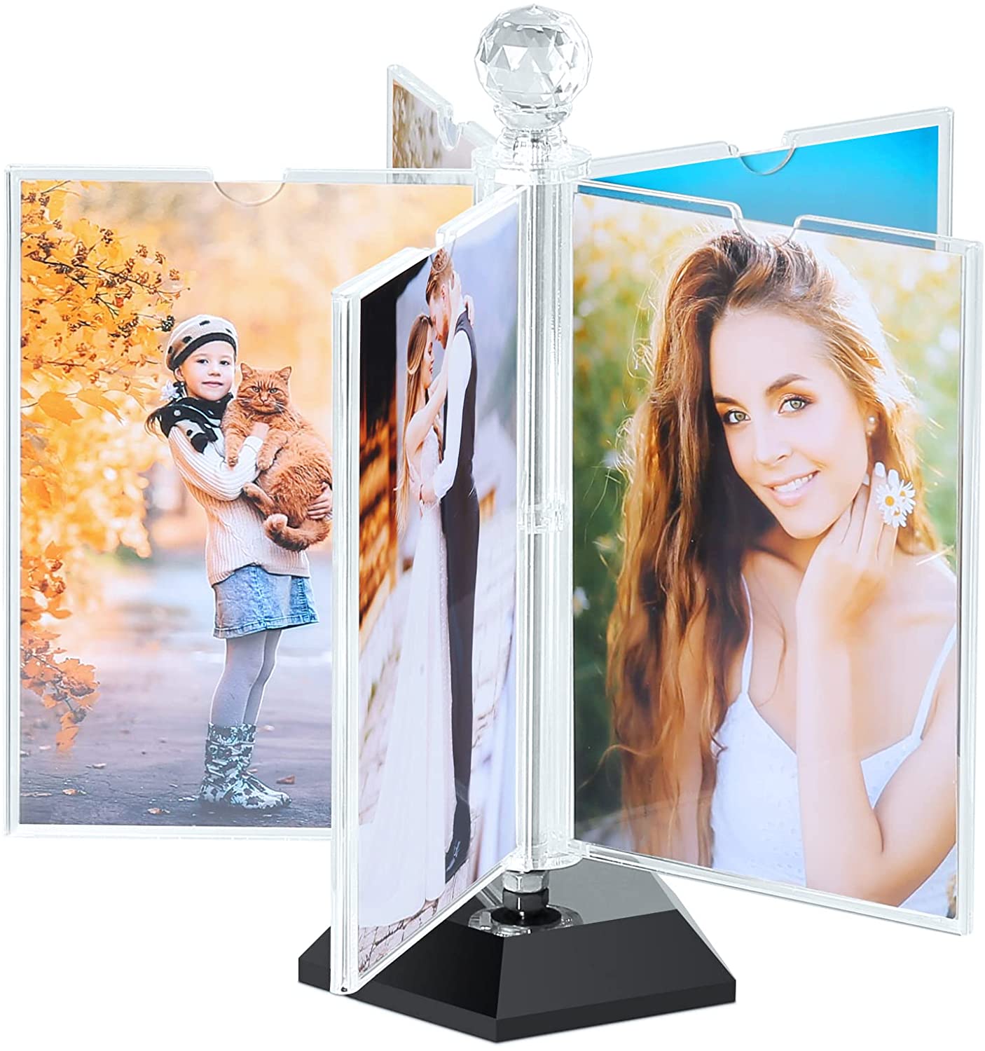 ZEEYUAN Rotating Acrylic Photo Frame, 360° Windmill, 10 4x6 Inch Photos ...